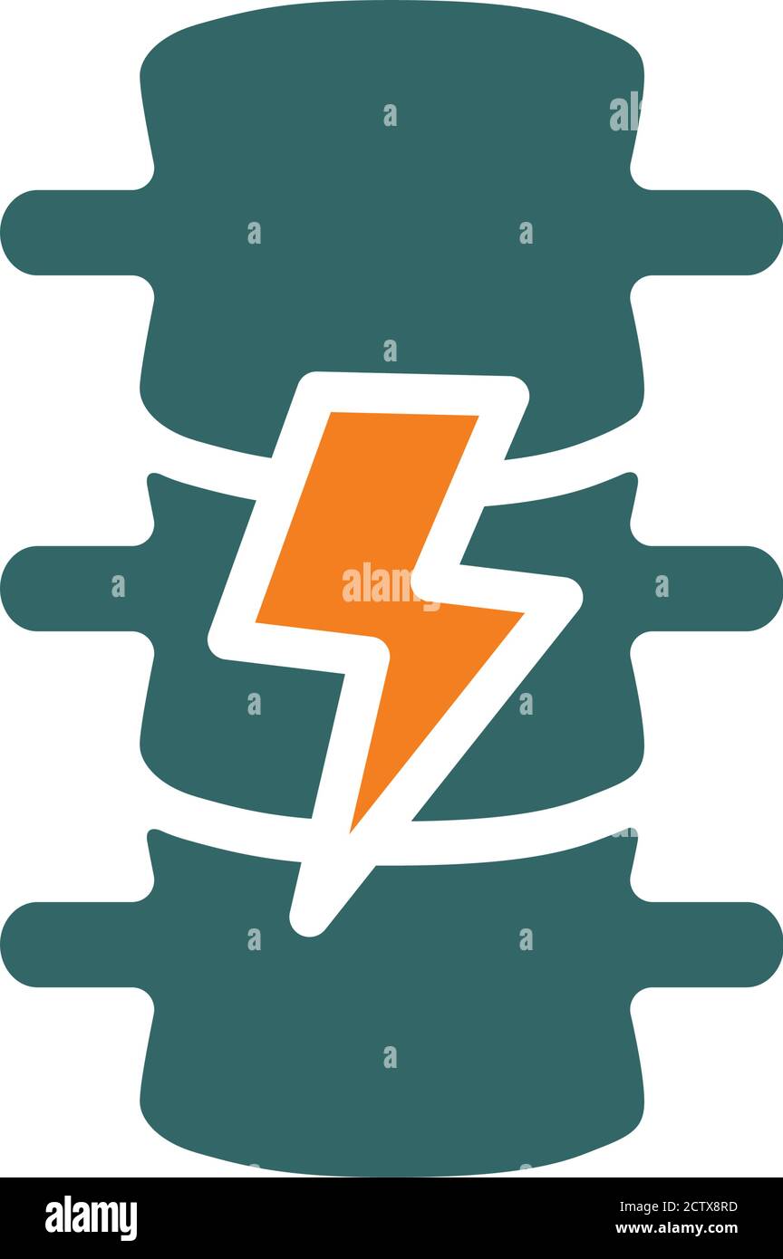 Spine with acute pain colored icon. Danger of vertebral column disease ...