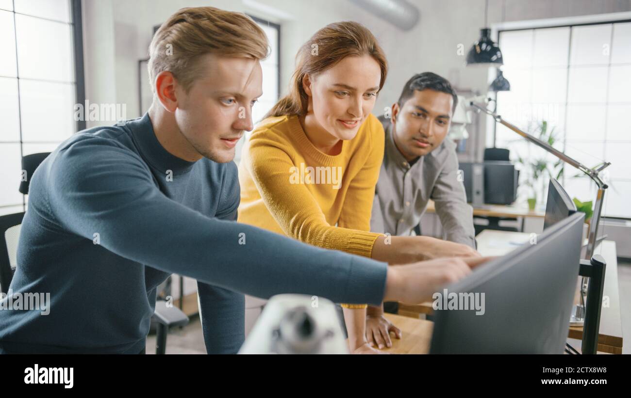 In the Office: Three Diverse Start-up Entrepreneurs Have Meeting and ...