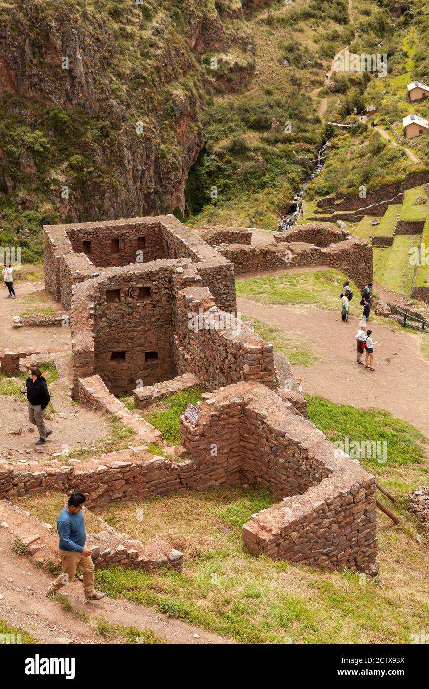 Pisac, Peru - April 4, 2014: Archaeological Park of Pisac, visitors and ...