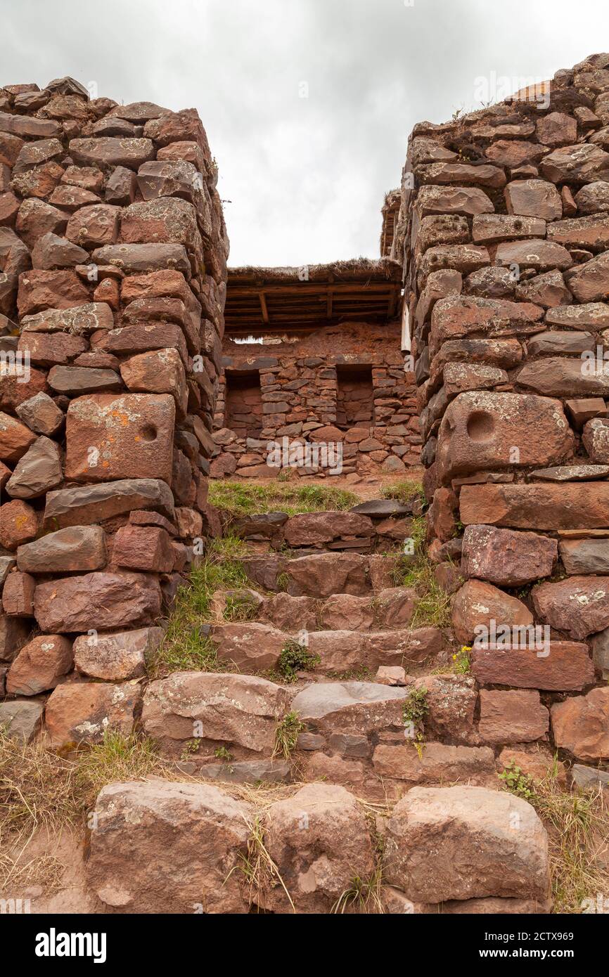 Pisac, Peru - April 4, 2014: Archaeological Park of Pisac, ruins and ...