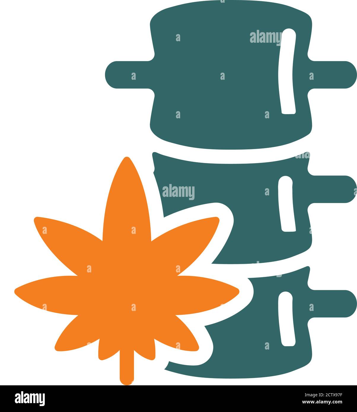 Human spine with marijuana colored icon. Cannabis treatment, anesthesia ...