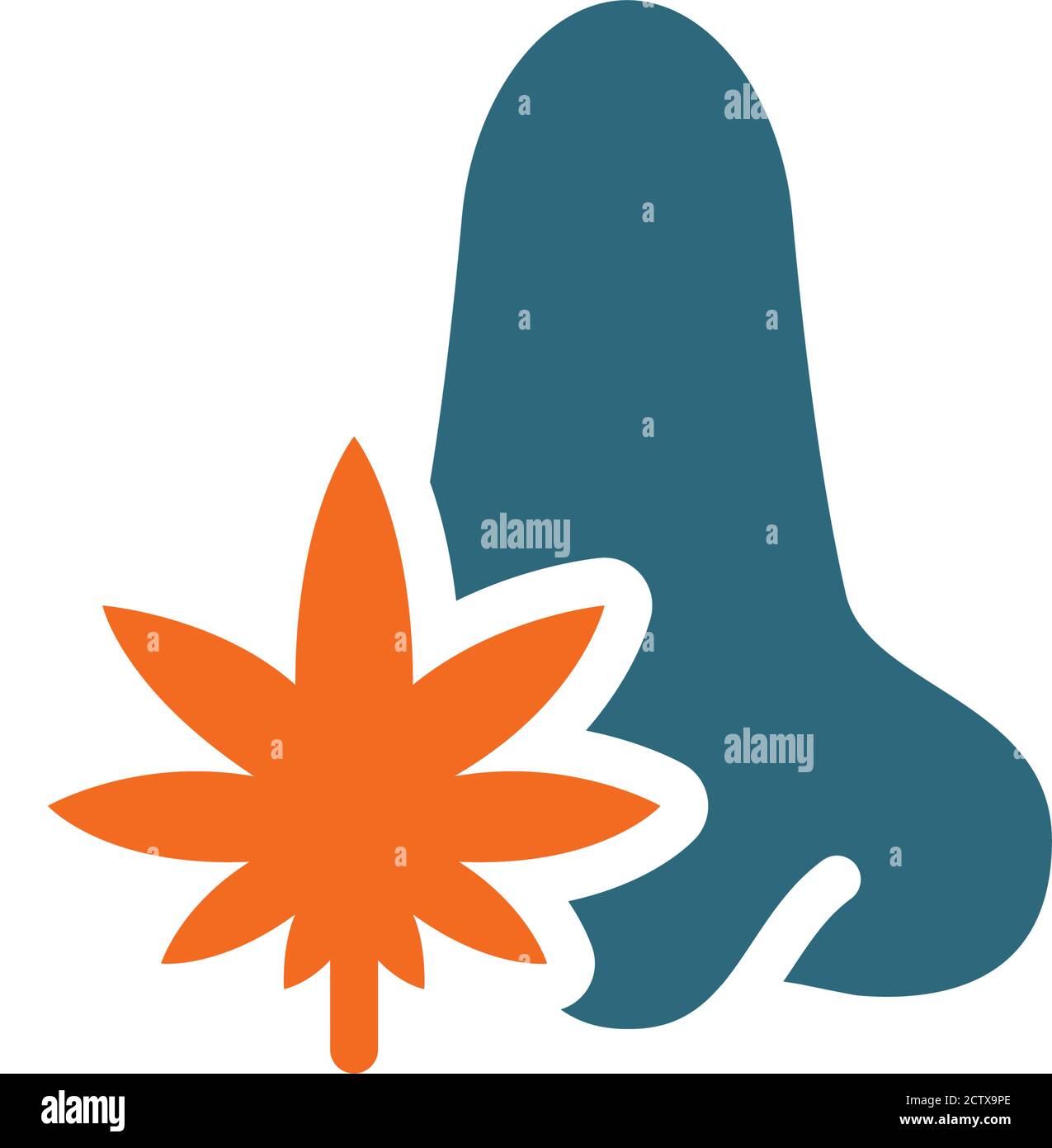 Human nose with marijuana colored icon. Cannabis treatment, anesthesia ...