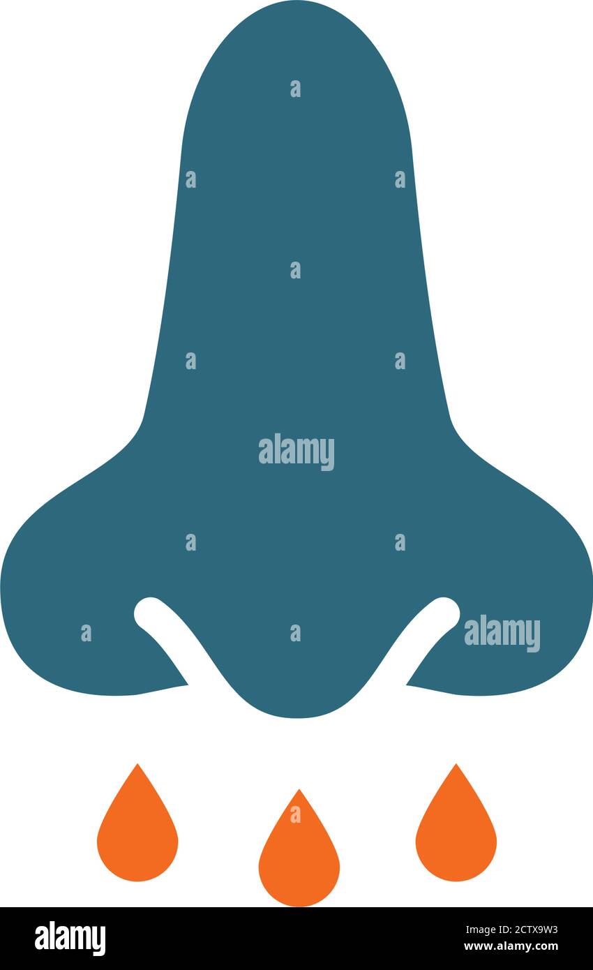 Sinusitis colored icon. Diseased of nose and paranasal sinuse, stuffy ...