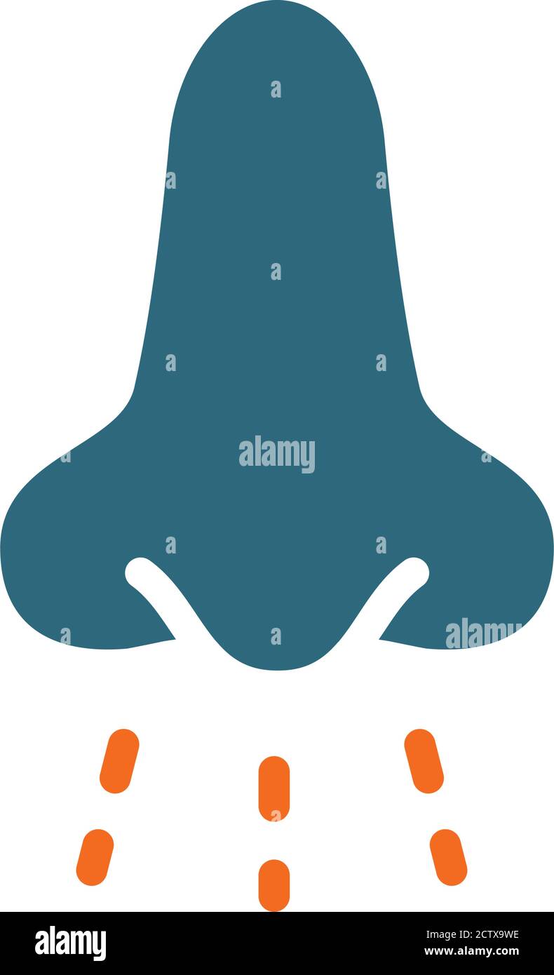 Nose and aroma colored icon. Breath, inhalation stench, respiration ...