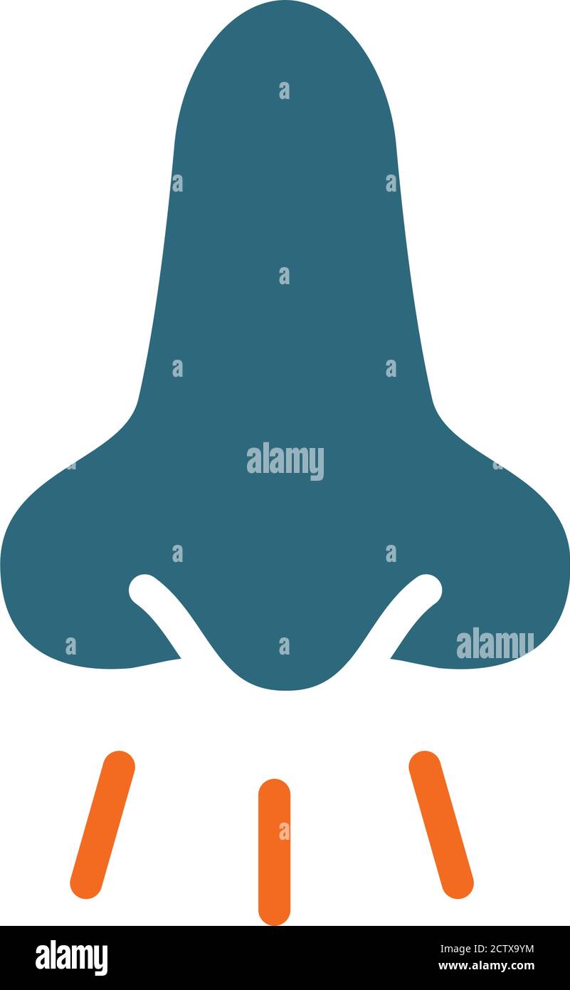 Sense of smell colored icon. Breathing, inhalation, respiration sharp ...