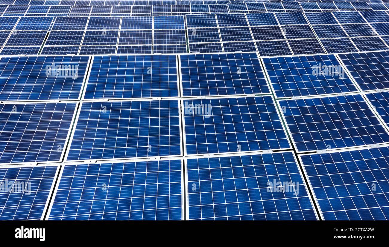 Blue solar panels closeup. Alternative energy concept Stock Photo - Alamy