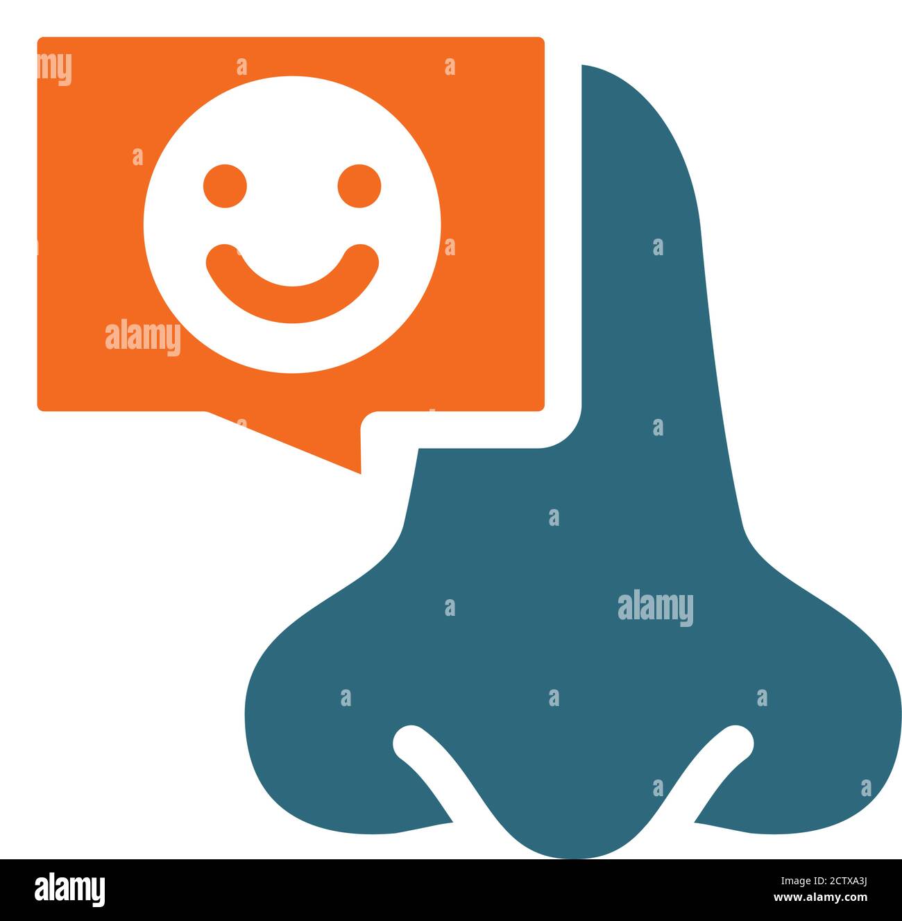 Nose with happy face in chat bubble colored icon. Healthy olfactory ...
