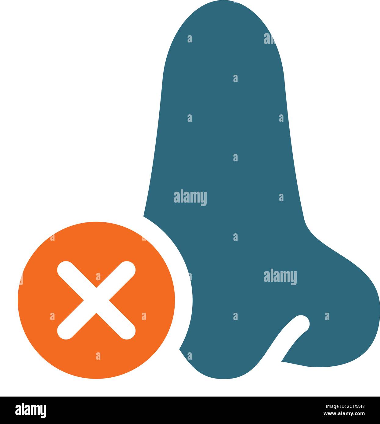 Nose with cross checkmark colored icon. Diseases of nose and paranasal ...