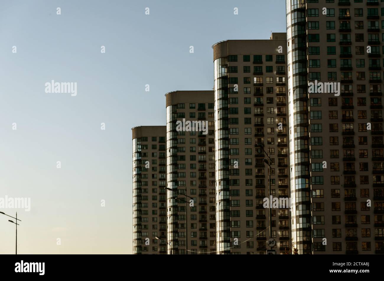 New modern residential high-rise buildings. Urban background. Urban ...