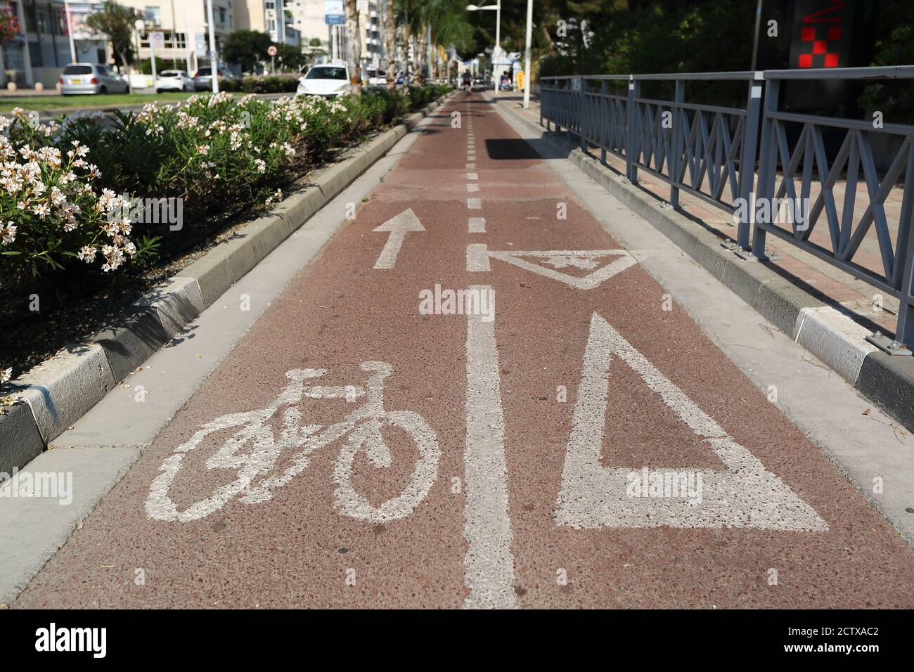 Double direction cycle path road in Limassol, Cyprus, healthy life ...