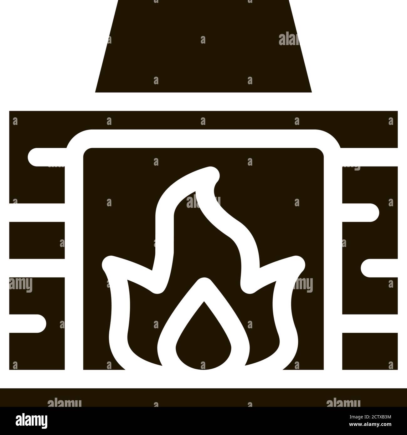 Fireplace With Fire Flame Heating Equipment Vector Stock Vector Image ...