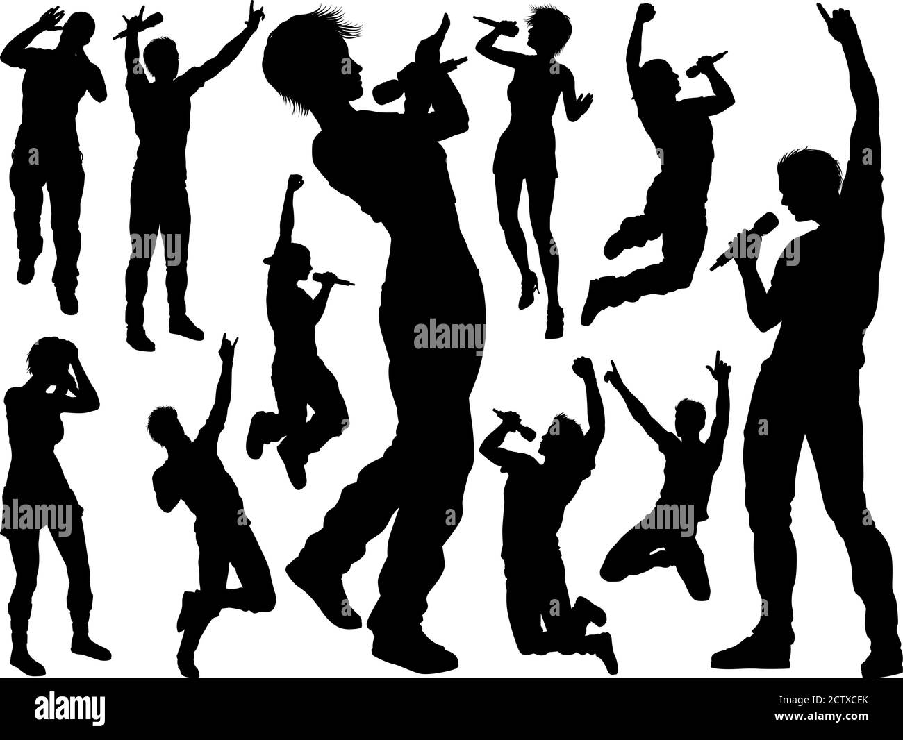Singers Pop Country Rock Hiphop Star Silhouettes Stock Vector Image ...