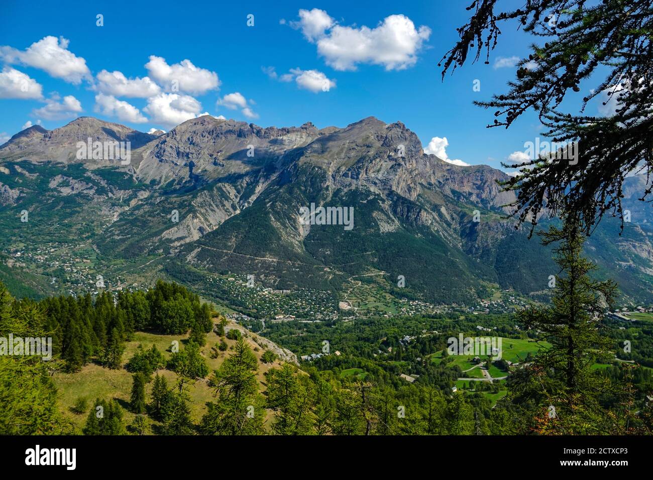Vallouise Pelvoux valley seen from Puy-Saint-Vincent, ski resort, in ...