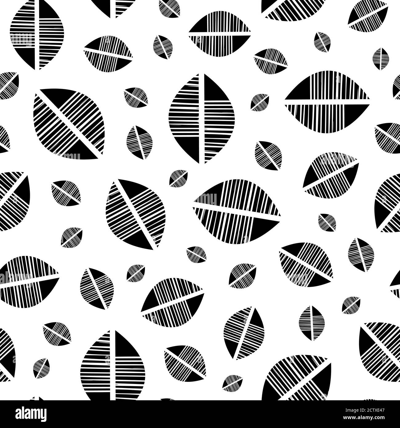 Abstract mono print style tribal foliage seamless vector pattern ...
