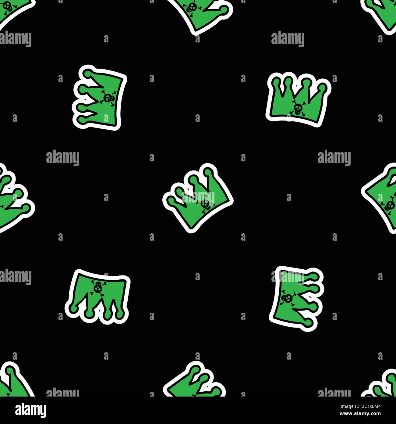 Cute punk crown flame background vector pattern. Grungy alternative ...