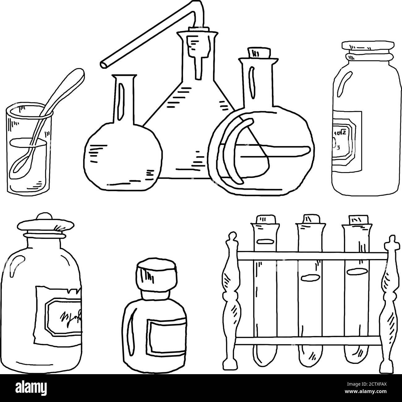 Vintage Science Bottle Drawing High Resolution Stock Photography and ...