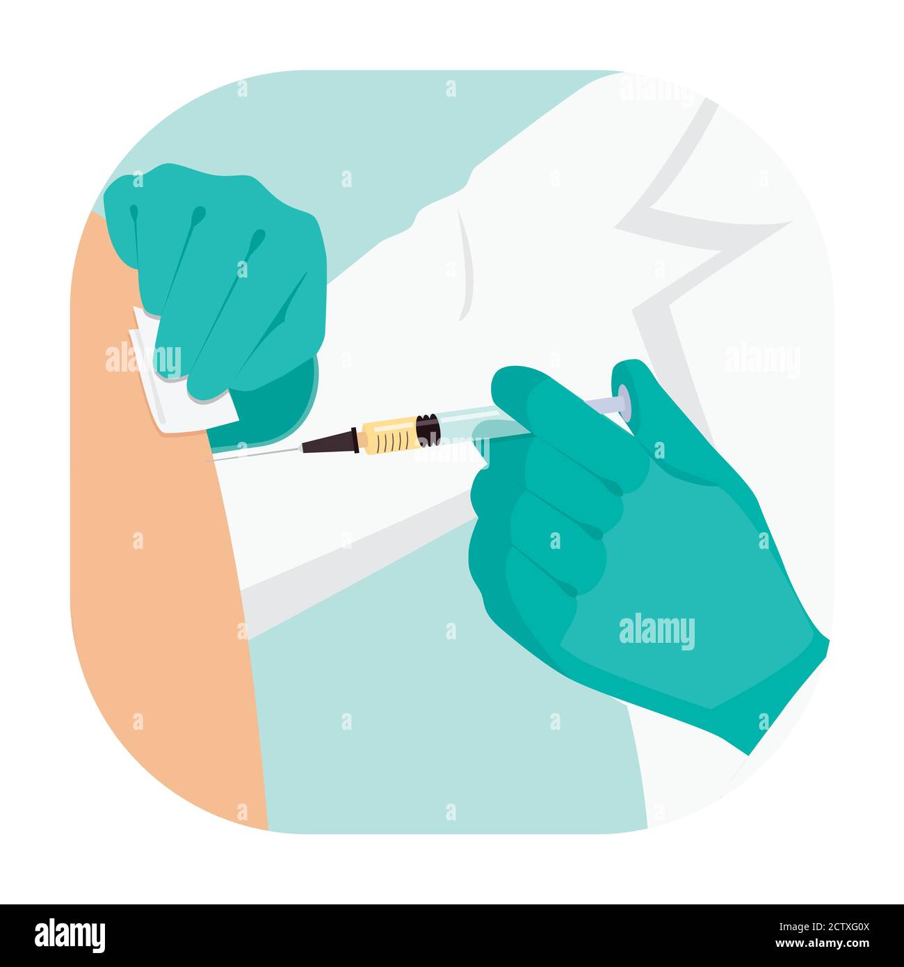 Doctor vaccinating patient using a syringe. Vector illustration. For ...