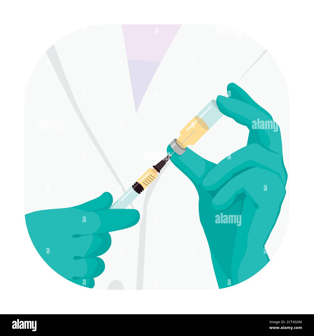 Doctor filling the syringe with medication or vaccine. Vector ...