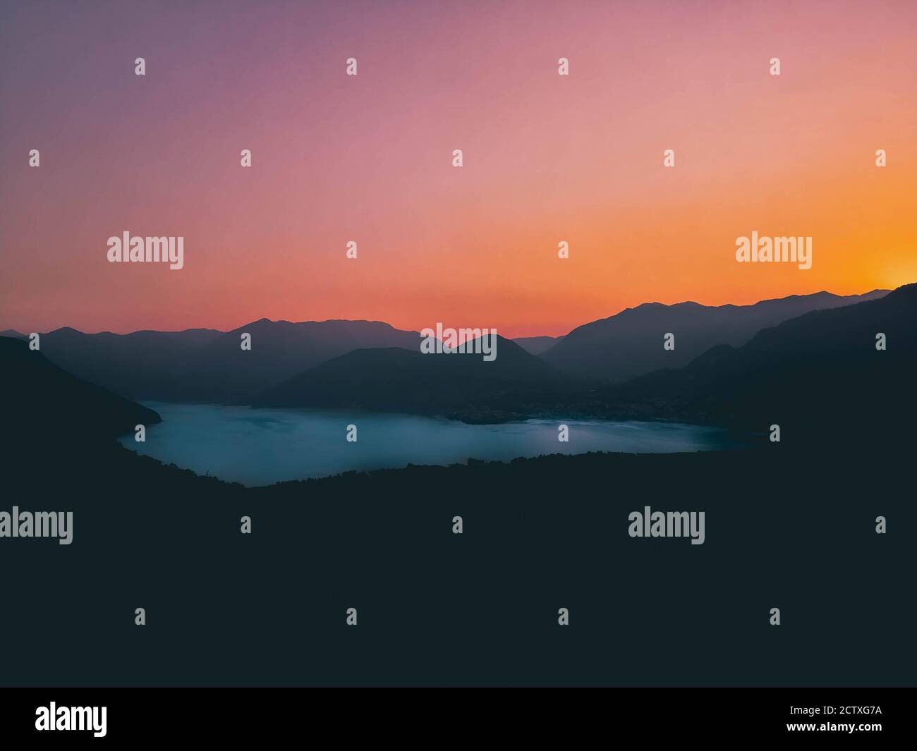 amazing sunset on iseo lake Stock Photo - Alamy