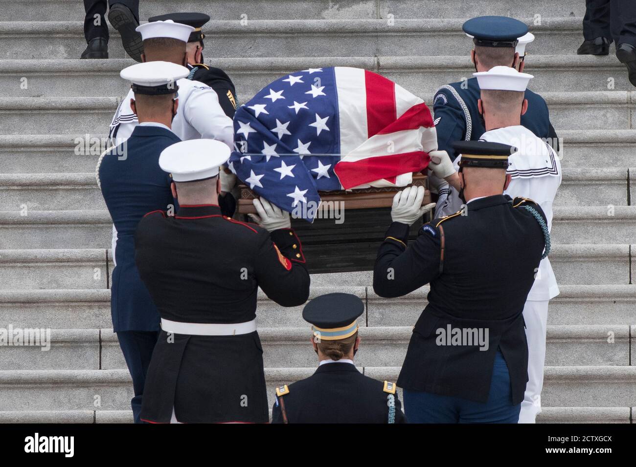 The flag-draped casket carrying Supreme Court Justice Ruth Bader ...