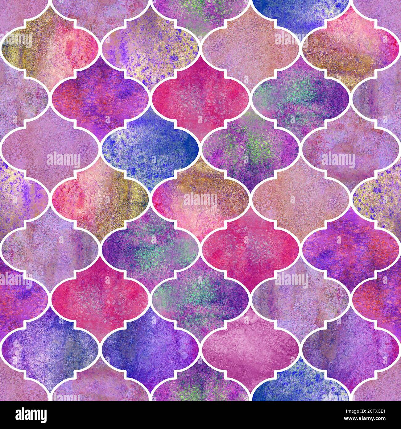 Vintage decorative moroccan seamless pattern. Watercolor hand drawn ...
