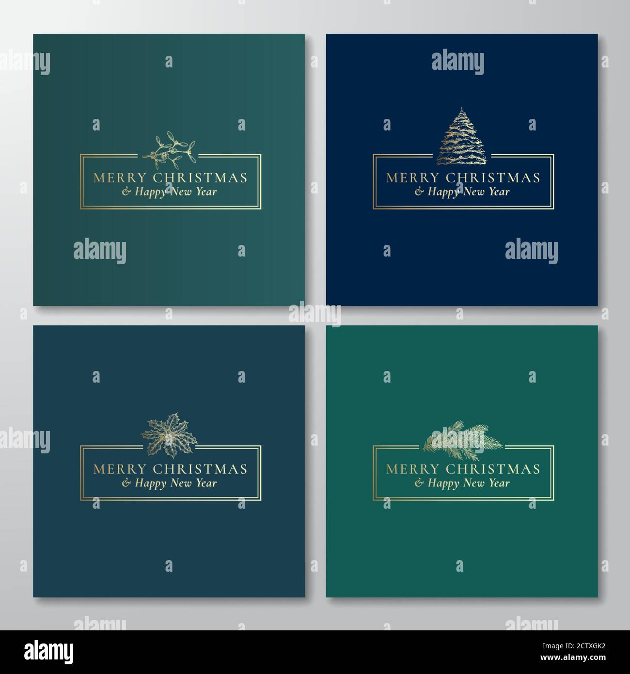 Christmas Abstract Rectangle Frame Cards or Banners Collection with ...