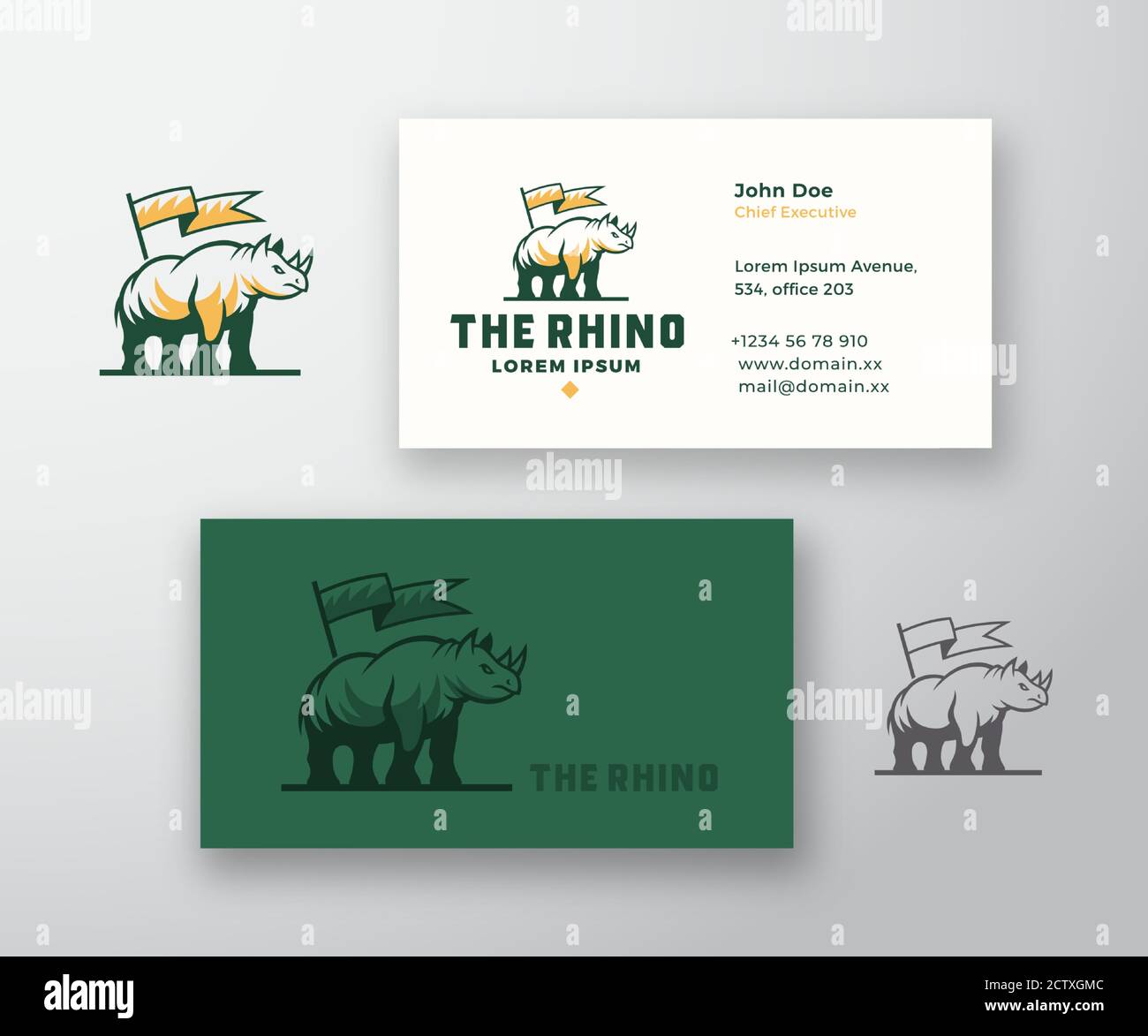 Rhino Abstract Vector Sign or Logo and Business Card Template ...