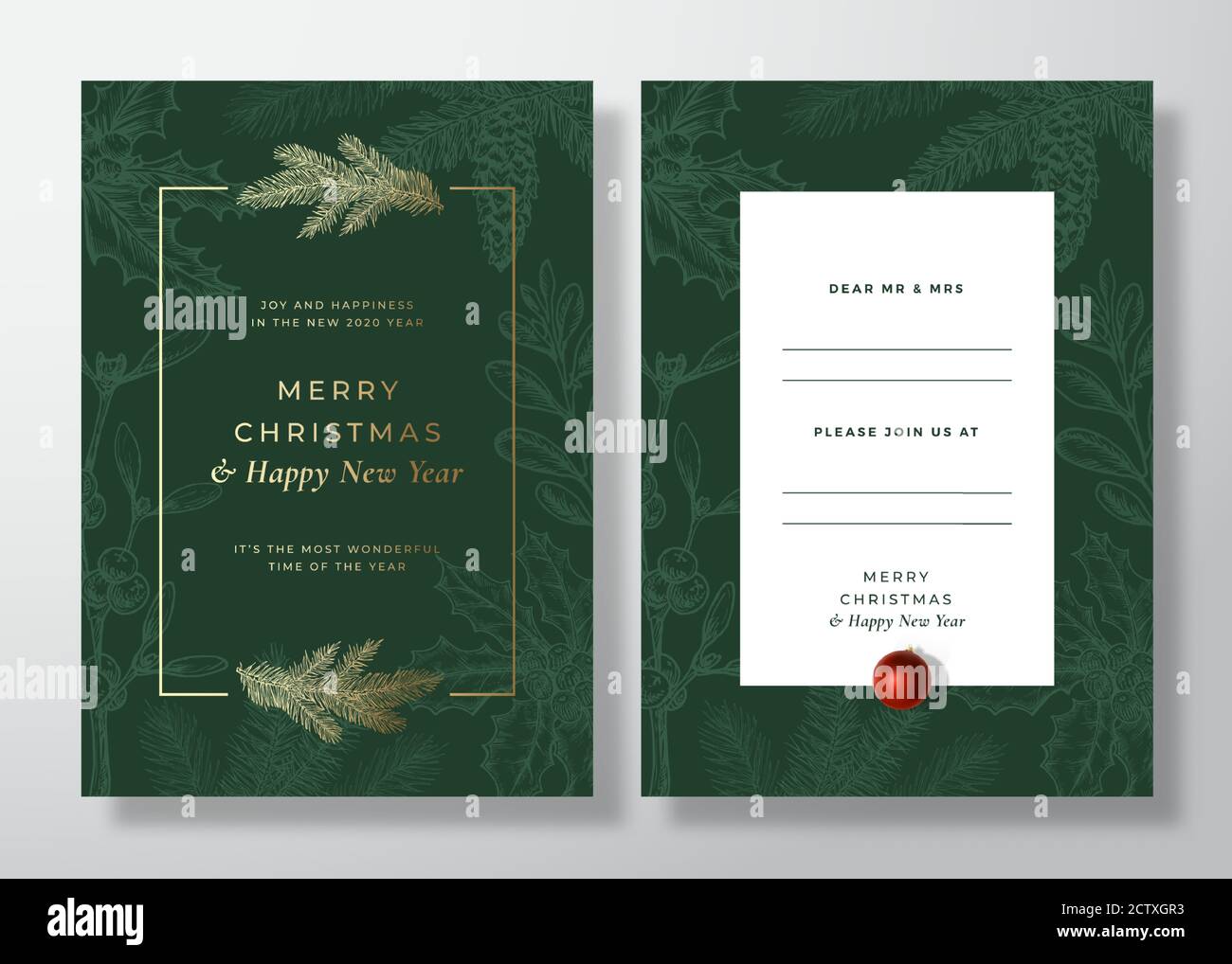 Christmas and New Year Abstract Vector Greeting Card, Poster or ...