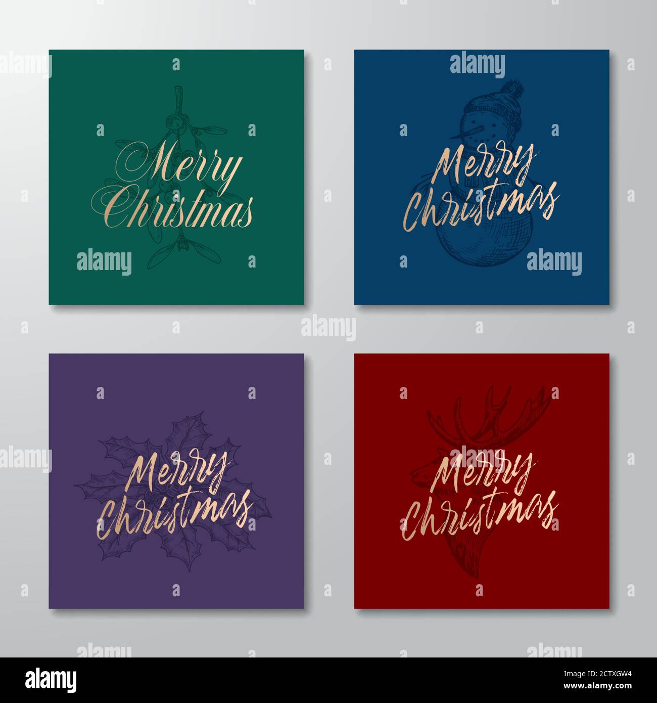 Christmas Abstract Rectangle Cards or Banners Collection. Premium ...
