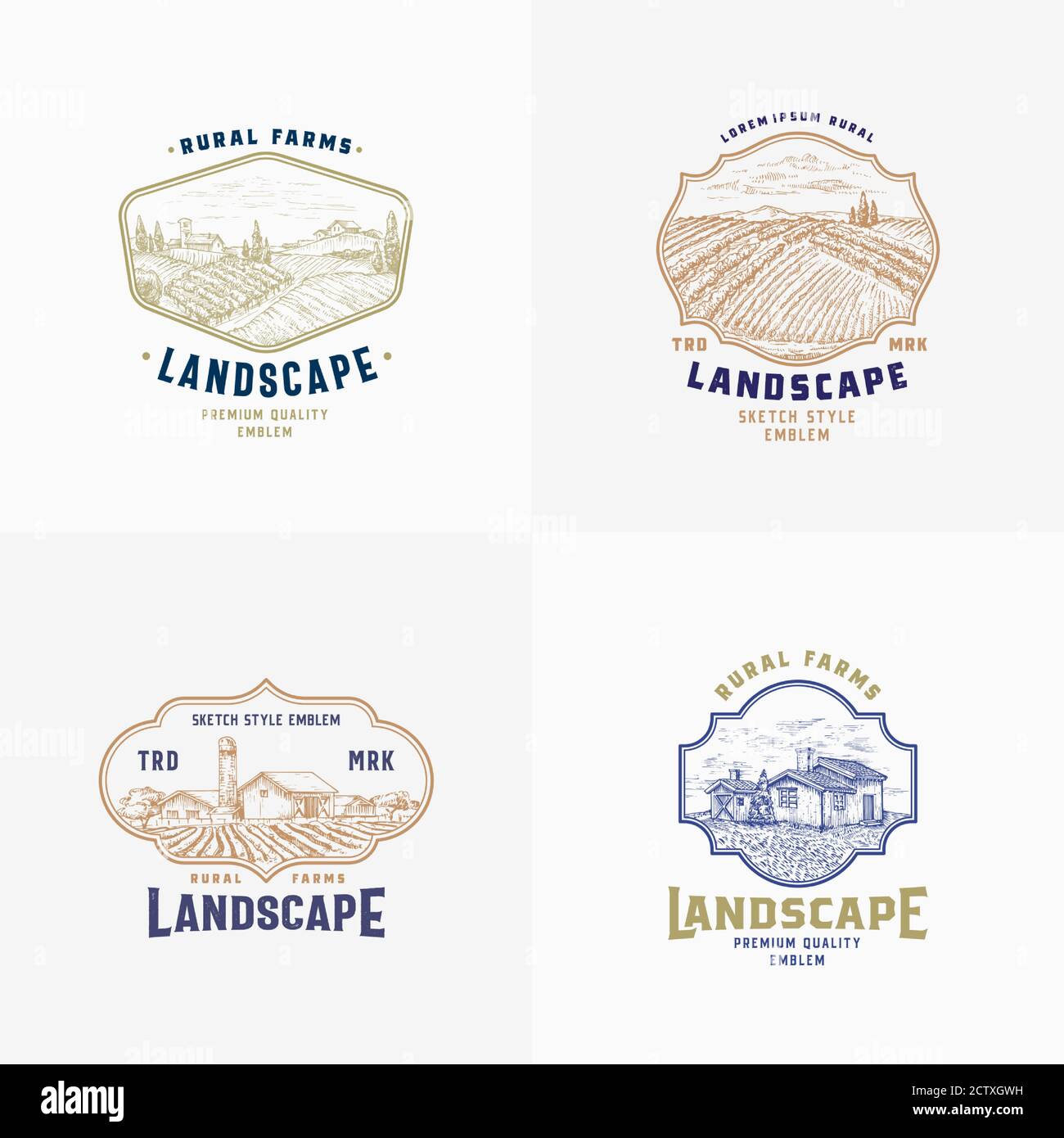 Abstract Vector Rural Farm Signs, Badges or Logo Templates Bundle ...
