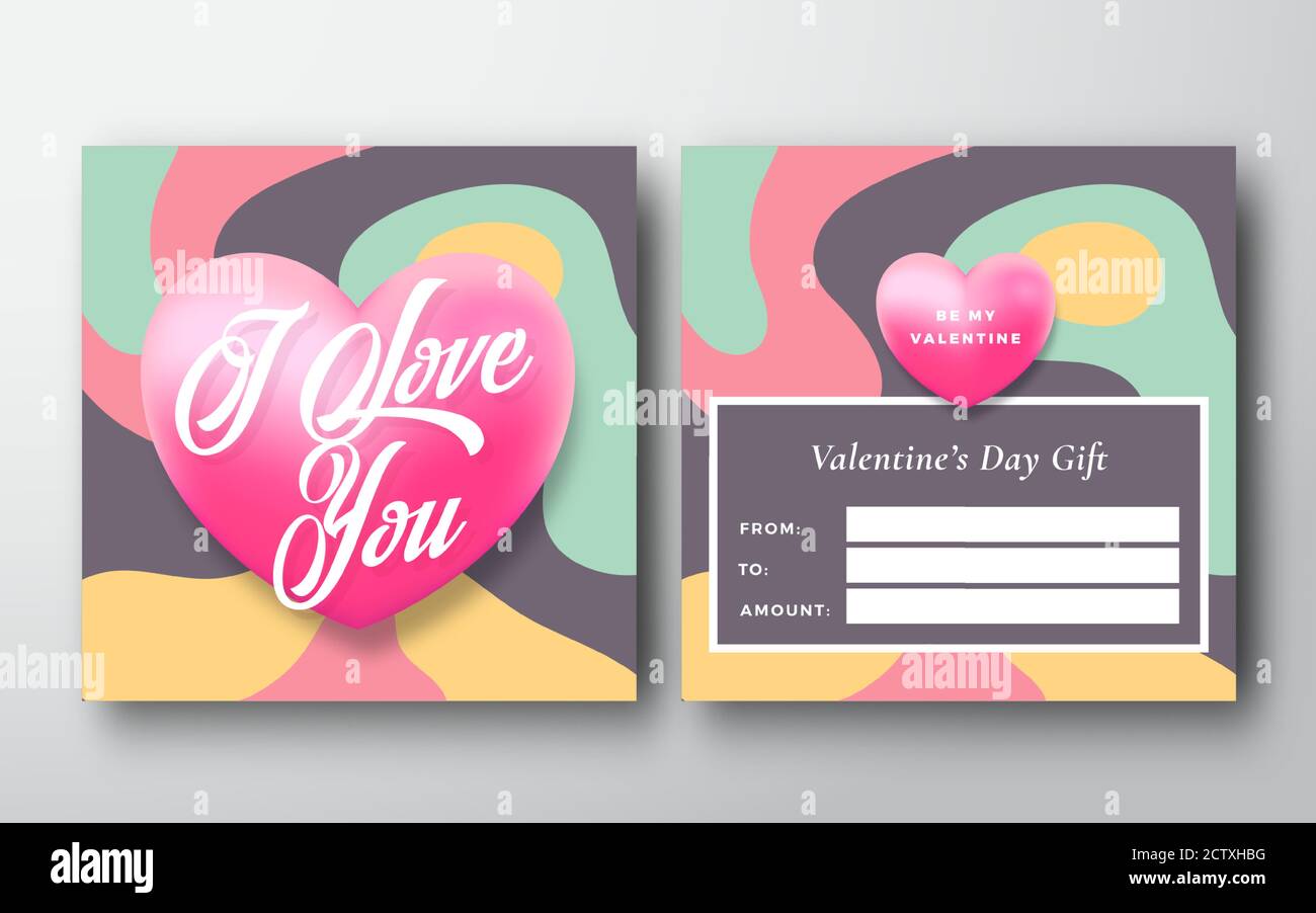 Valentines Day Abstract Vector Greeting Gift Card Background. Back and ...