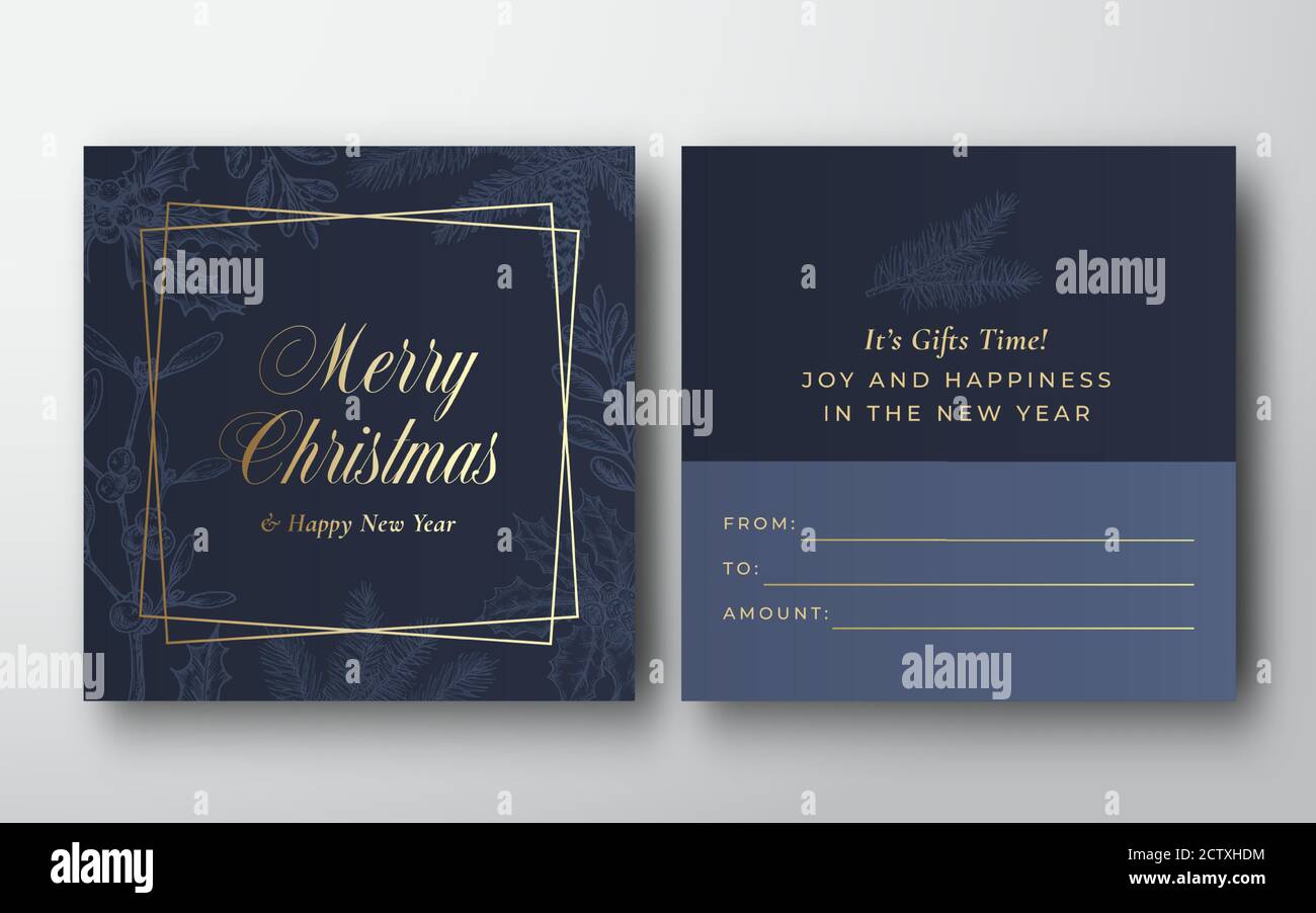 Merry Christmas Abstract Vector Greeting Gift Card Background. Back and ...