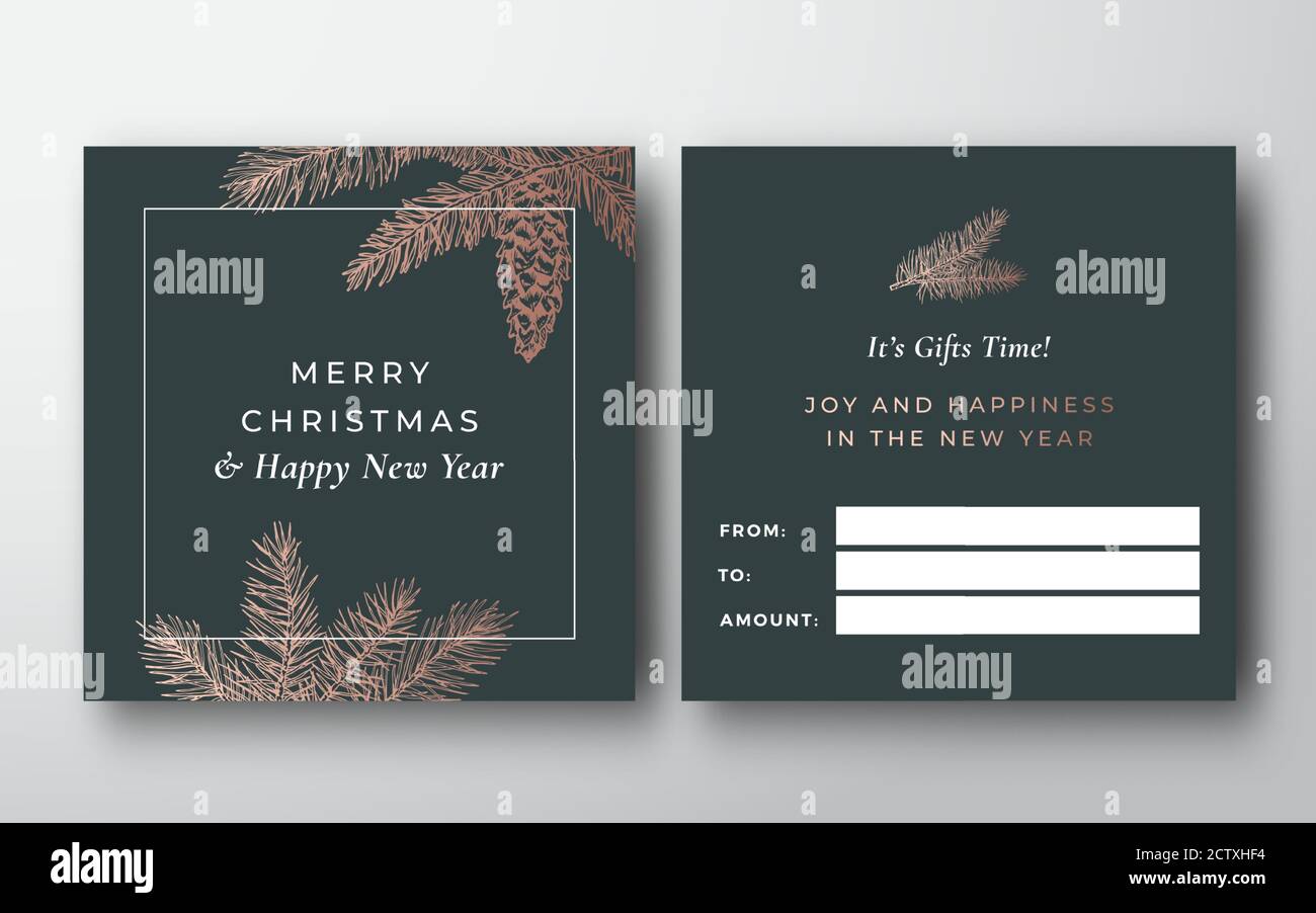 Christmas Abstract Vector Greeting Gift Card Background. Back and Front ...