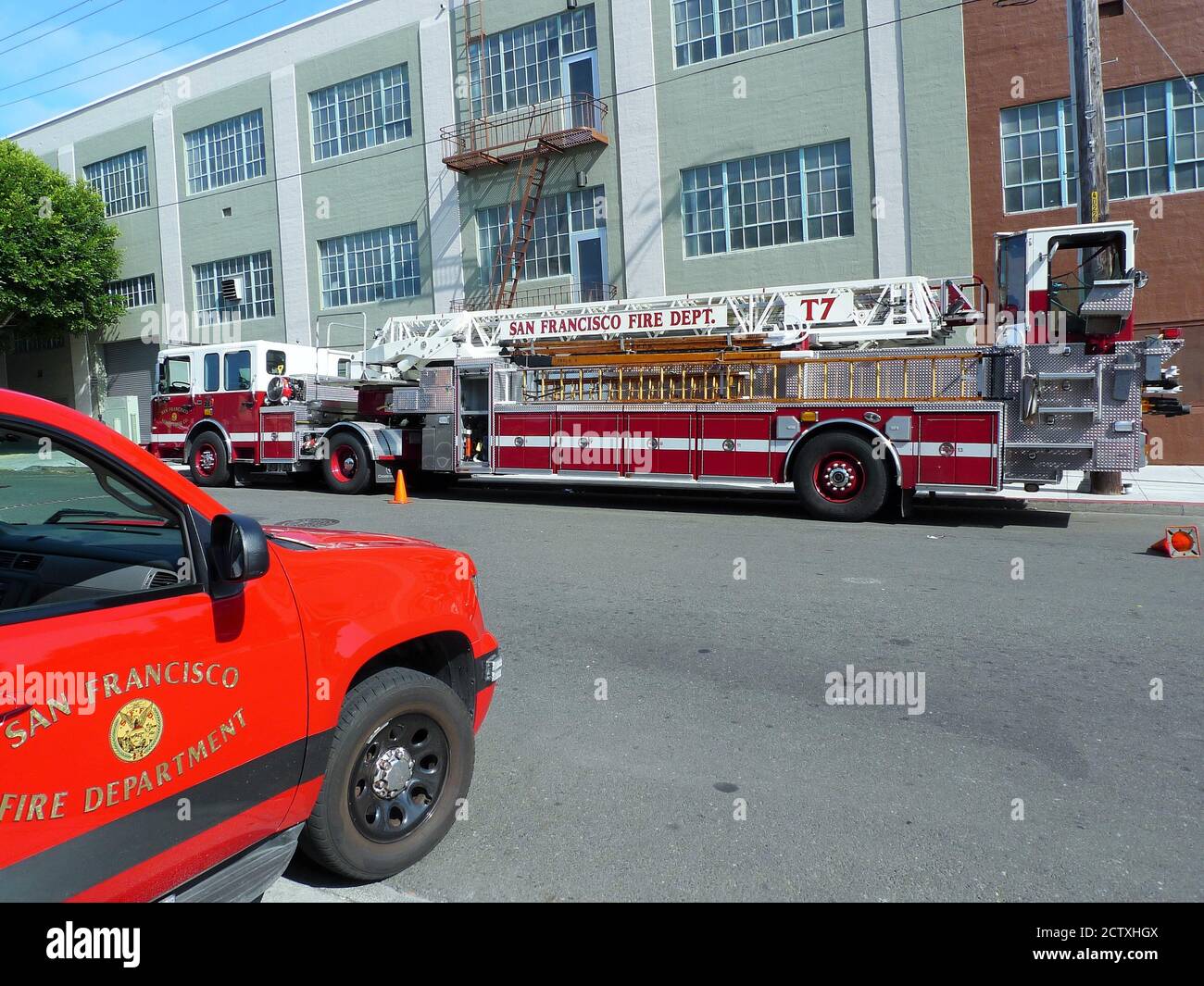 TWO CARATTERISTIC VEHICLES OF THE FIRE BRIGADE Stock Photo - Alamy