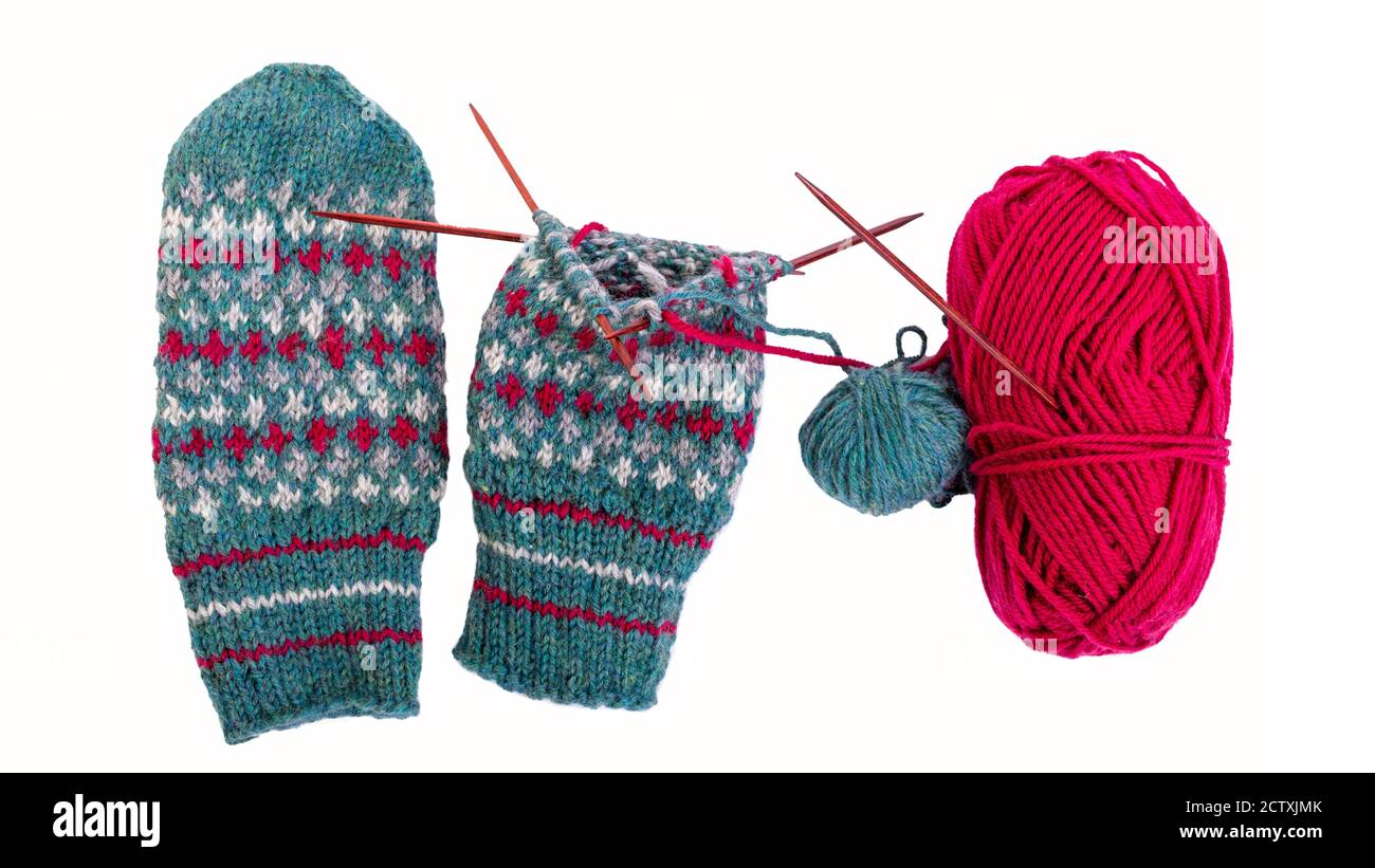 Scandinavian inspired knitted stranded colorwork used in making mittens ...