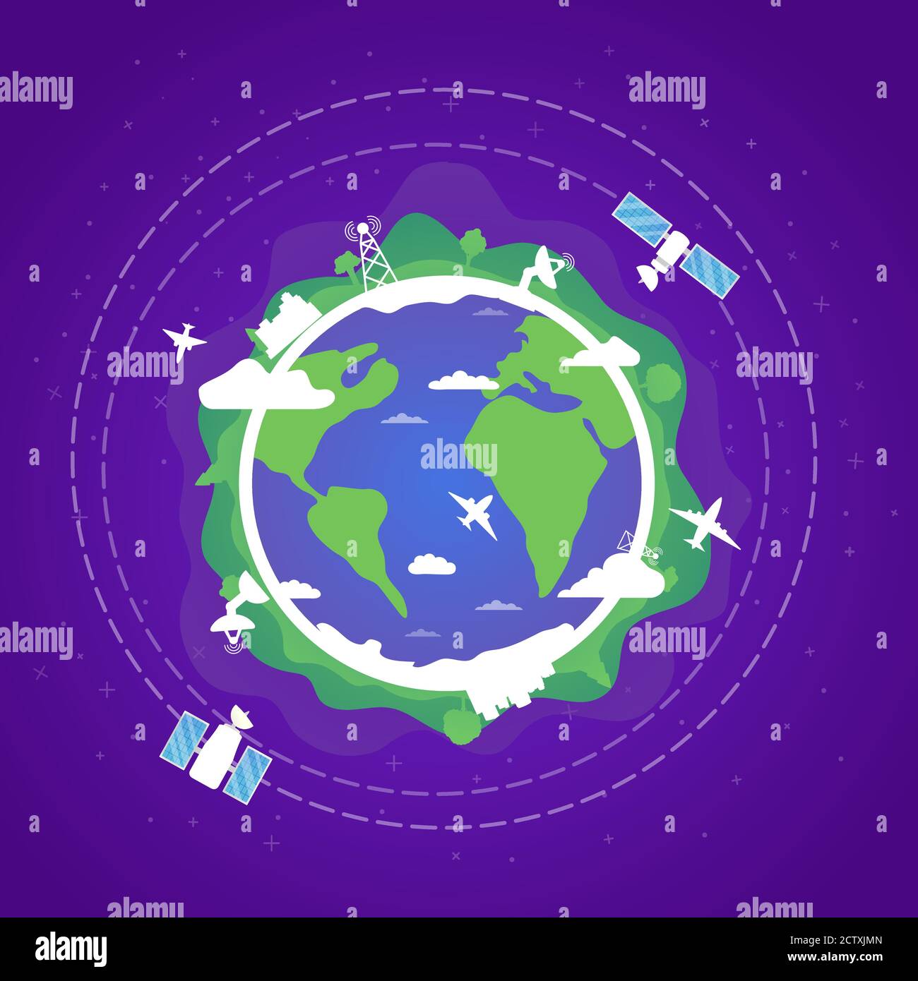 Satellite communication. Global communication wireless technology ...