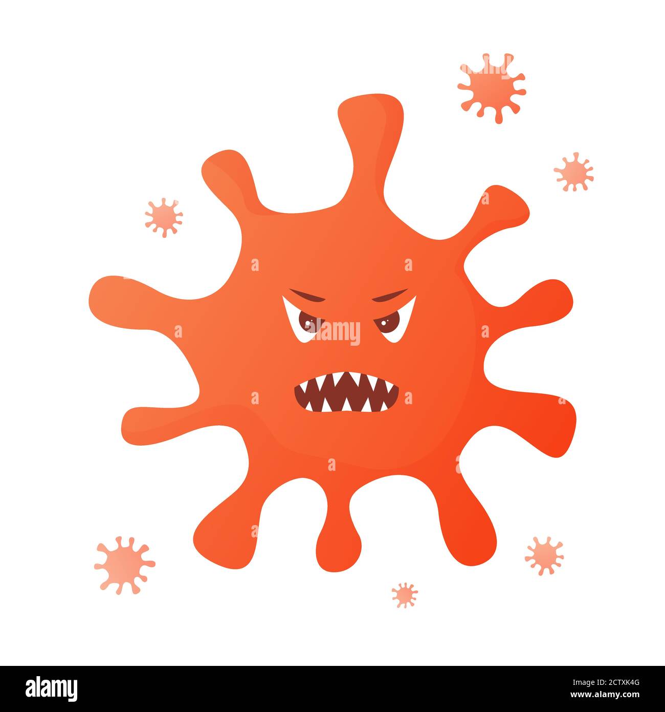 Scary bacteria virus. Flat vector illustration. Symbol for a mobile ...