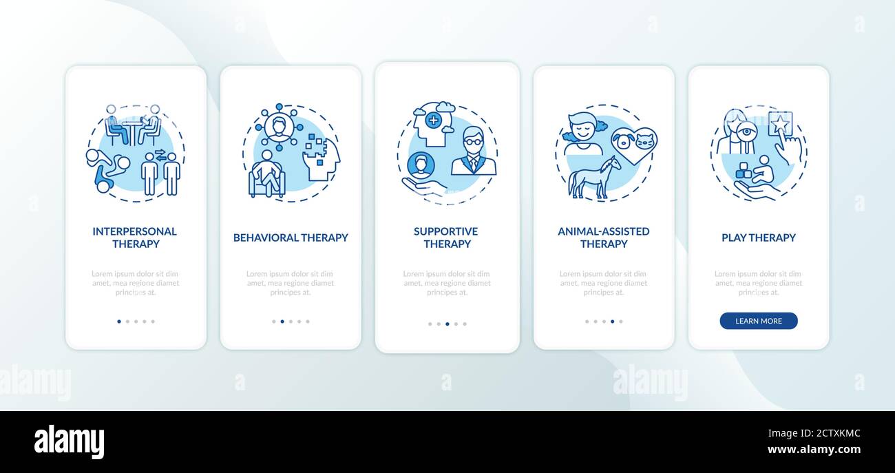 Psychotherapy variety onboarding mobile app page screen with concepts ...