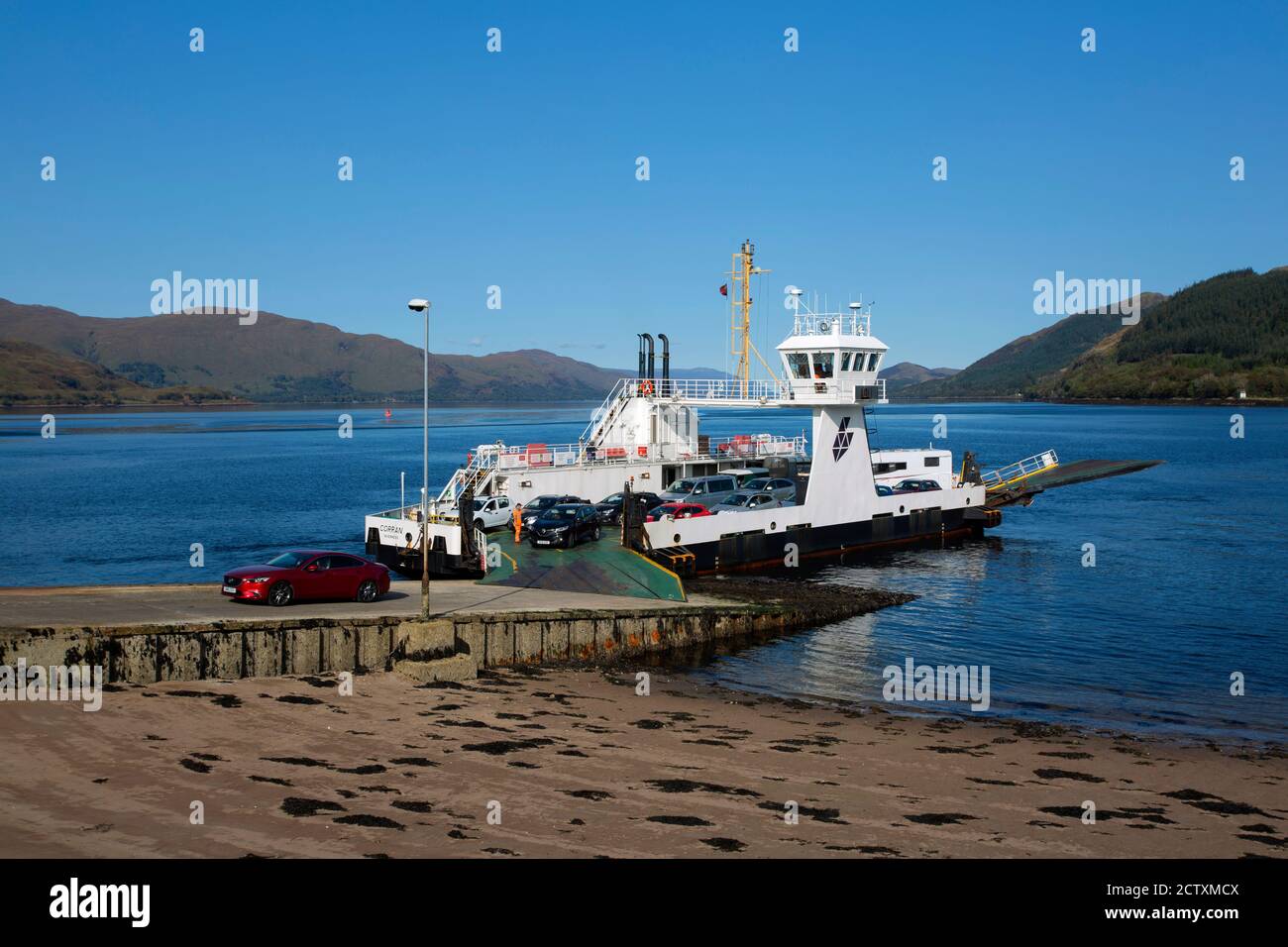 the Corran ferry in Lochaber , Scotland crosses Loch Linnhe from Nether ...