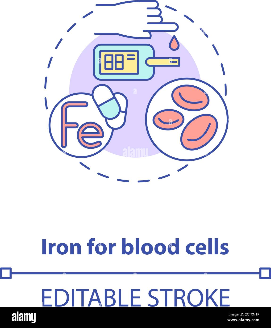 Iron for blood cells concept icon Stock Vector Image & Art - Alamy