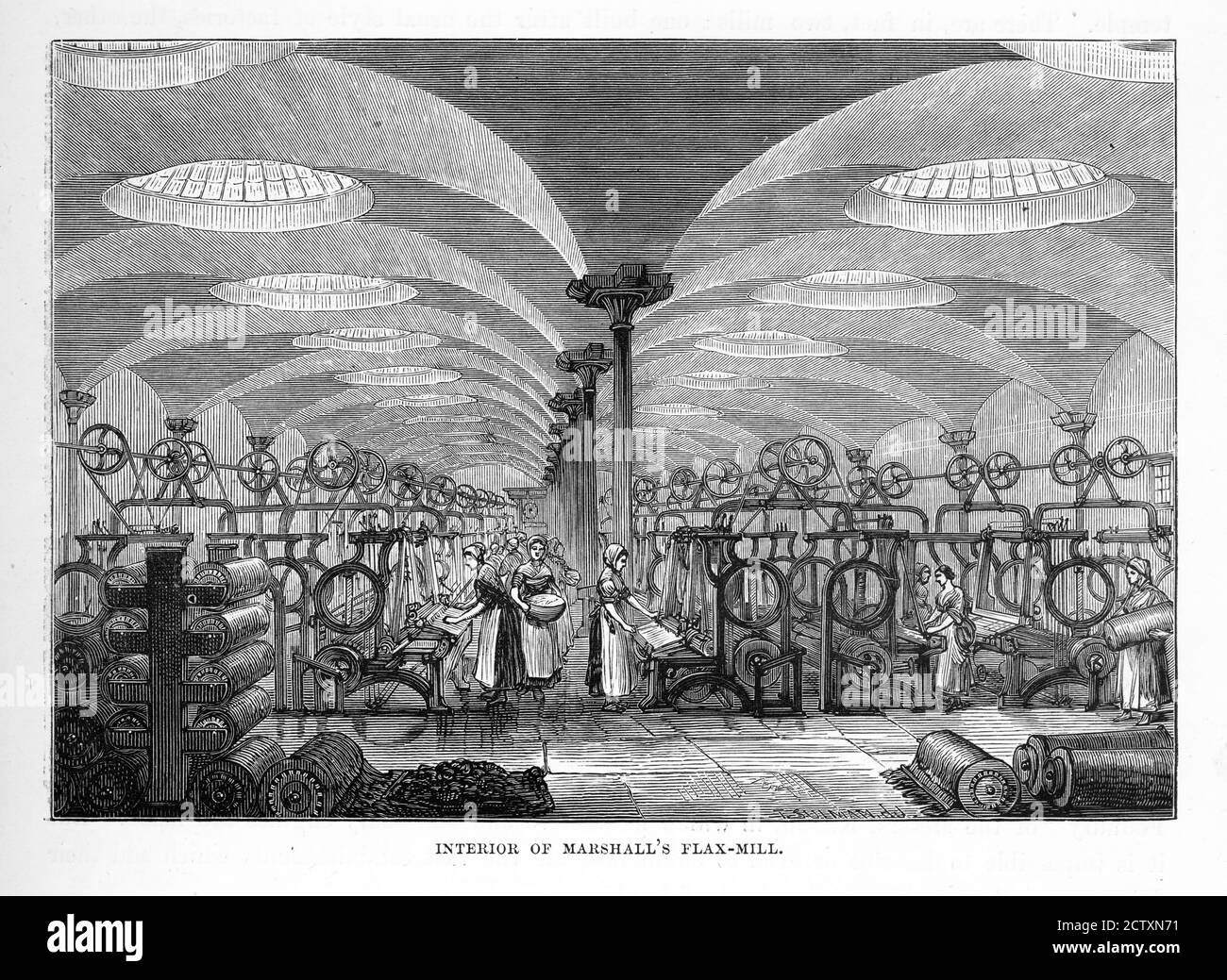 Interior of Marshall’s Flax Mill, Leeds, England Victorian Engraving ...
