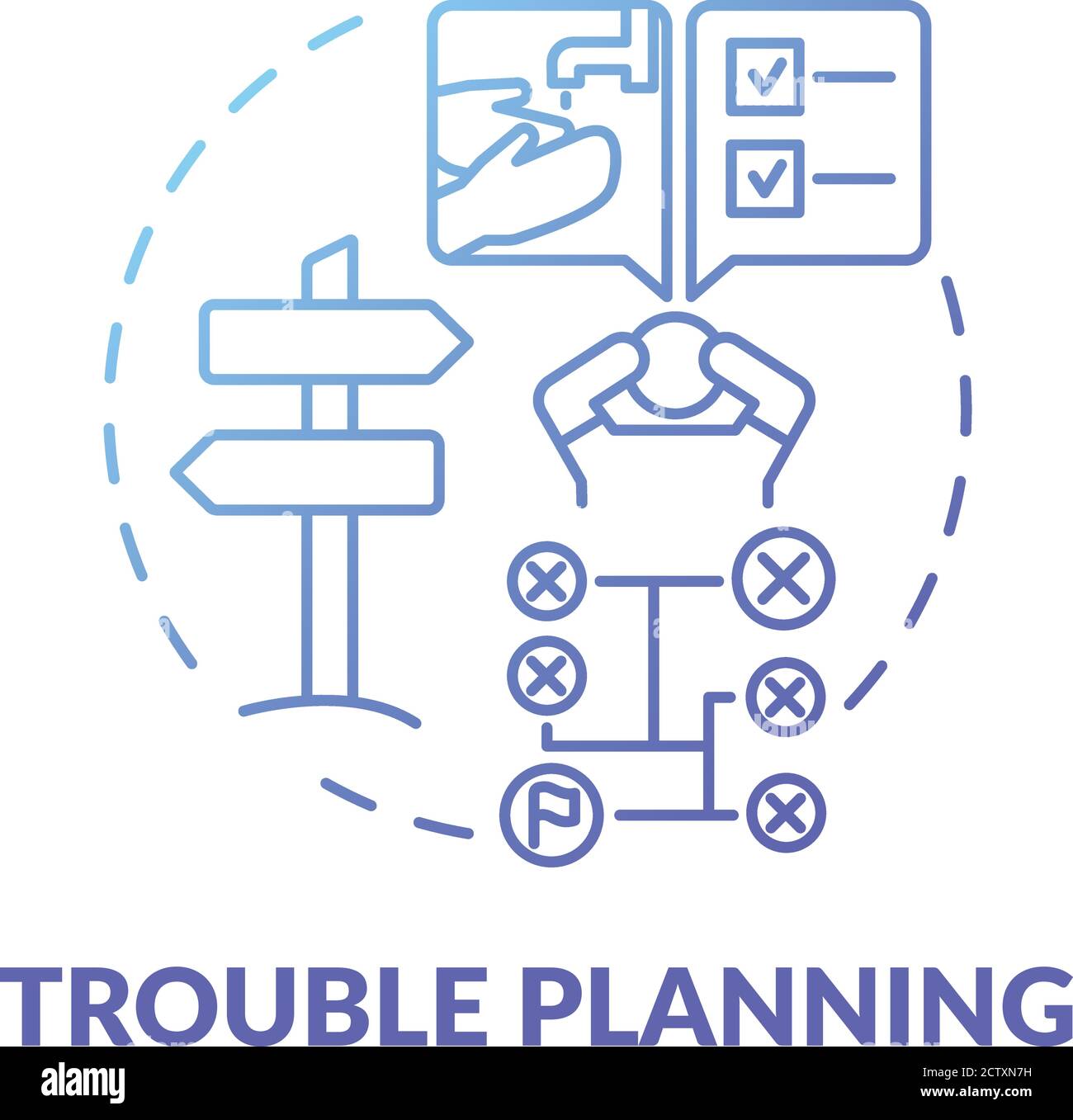 Trouble planning blue gradient concept icon Stock Vector Image & Art ...