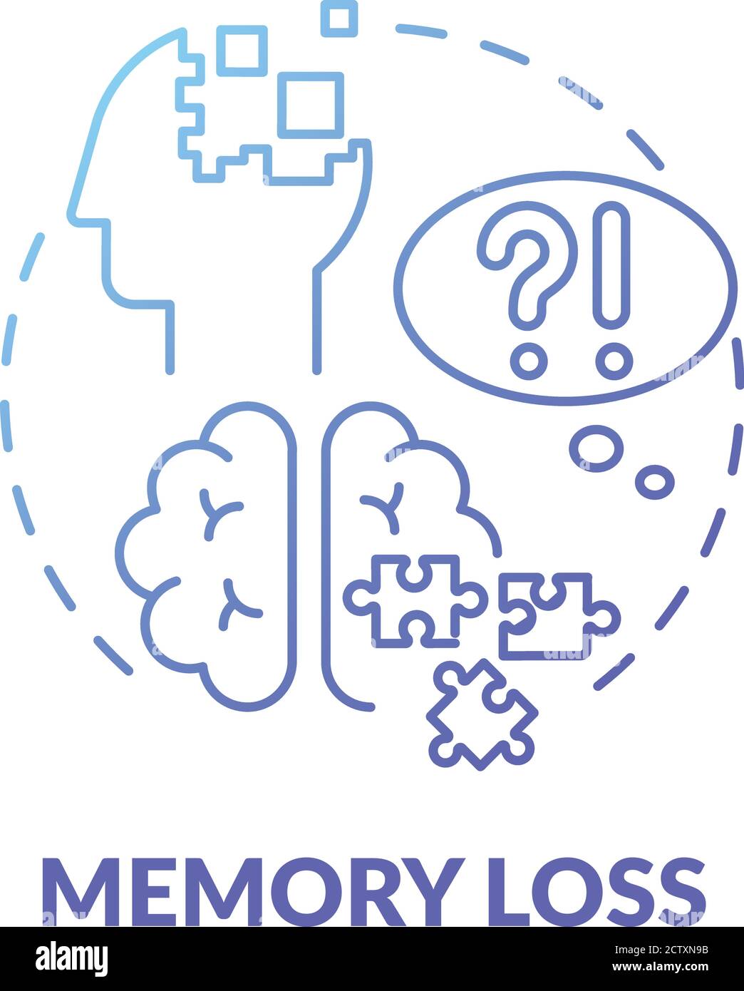 Memory loss blue gradient concept icon Stock Vector Image & Art - Alamy