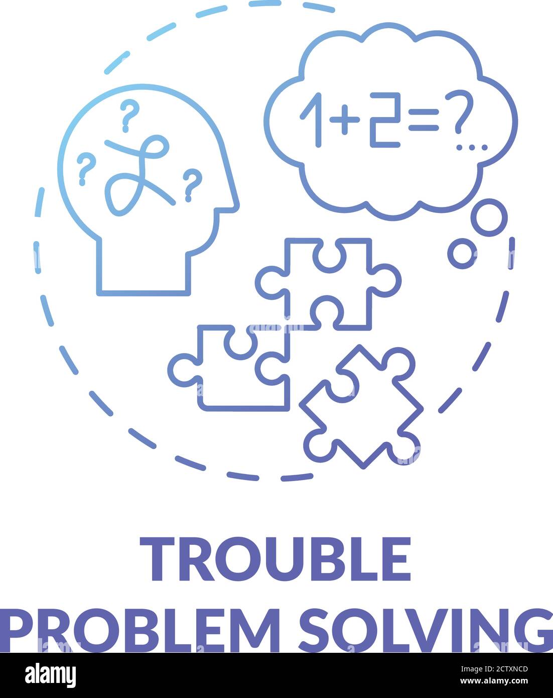 Trouble problem solving blue gradient concept icon Stock Vector Image ...