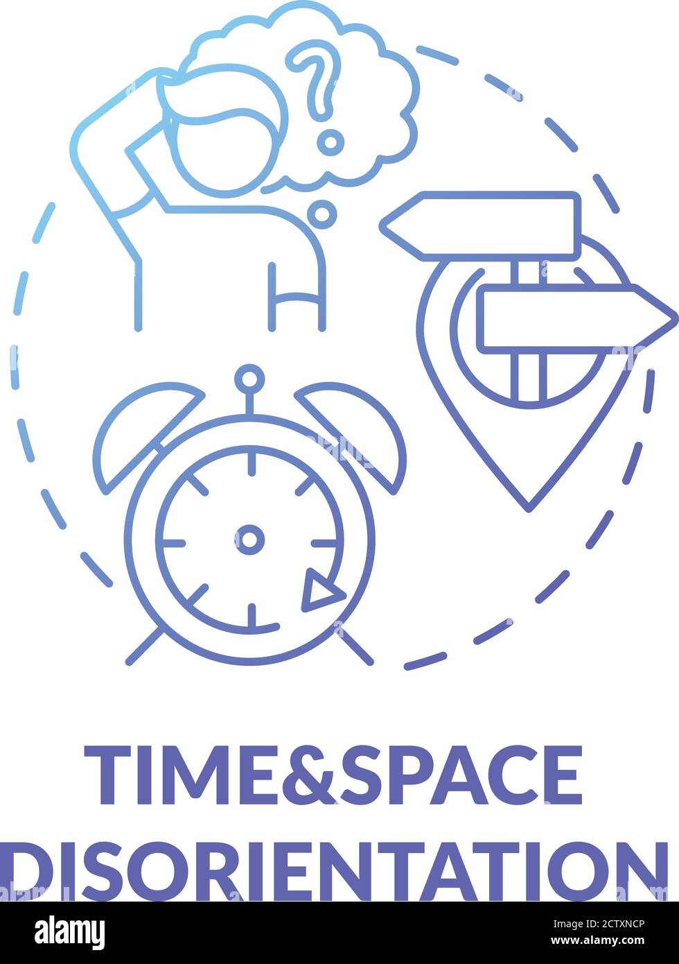 Time and space disorientation blue gradient concept icon Stock Vector ...