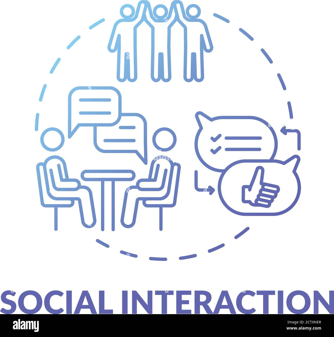 Social interaction blue gradient concept icon Stock Vector Image & Art ...