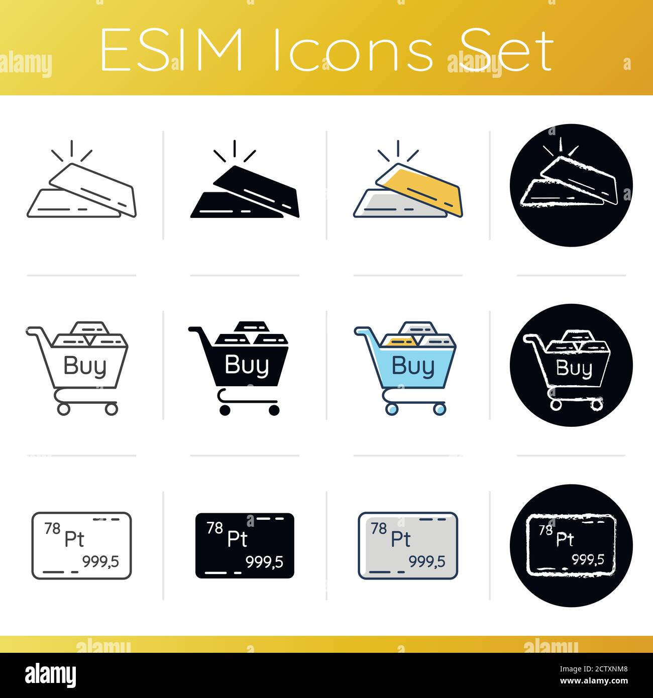 Buy precious metals icons set Stock Vector Image & Art - Alamy