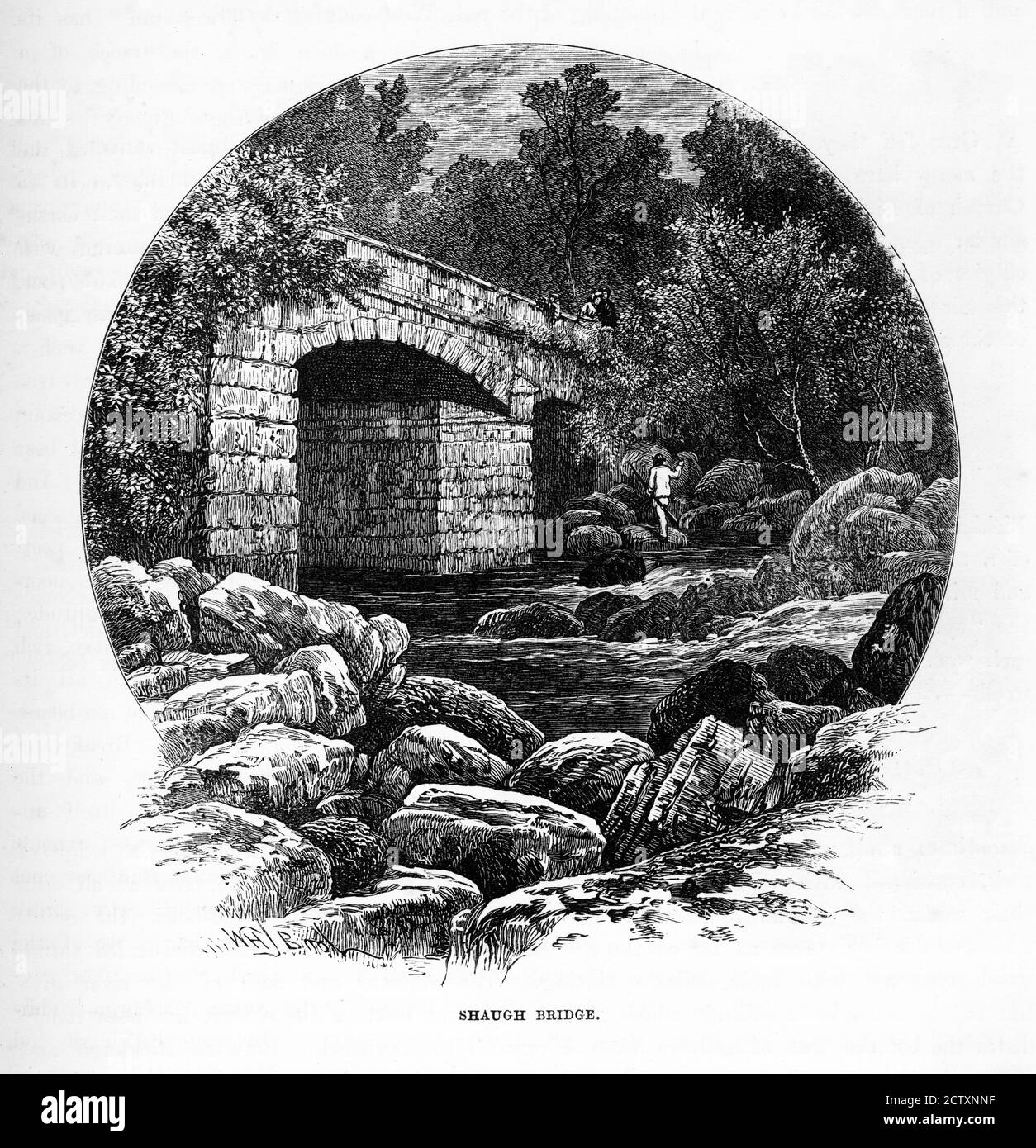 Shaugh Bridge, Sheepstor, Devonshire, England in the Early 18th Century ...