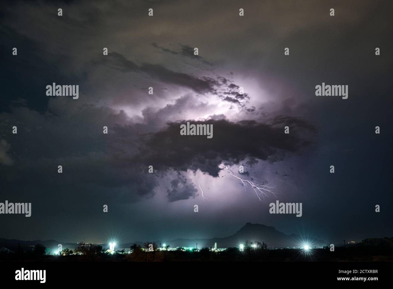 Lightning and monsoon storms over Red Mountain in the Tonto National ...