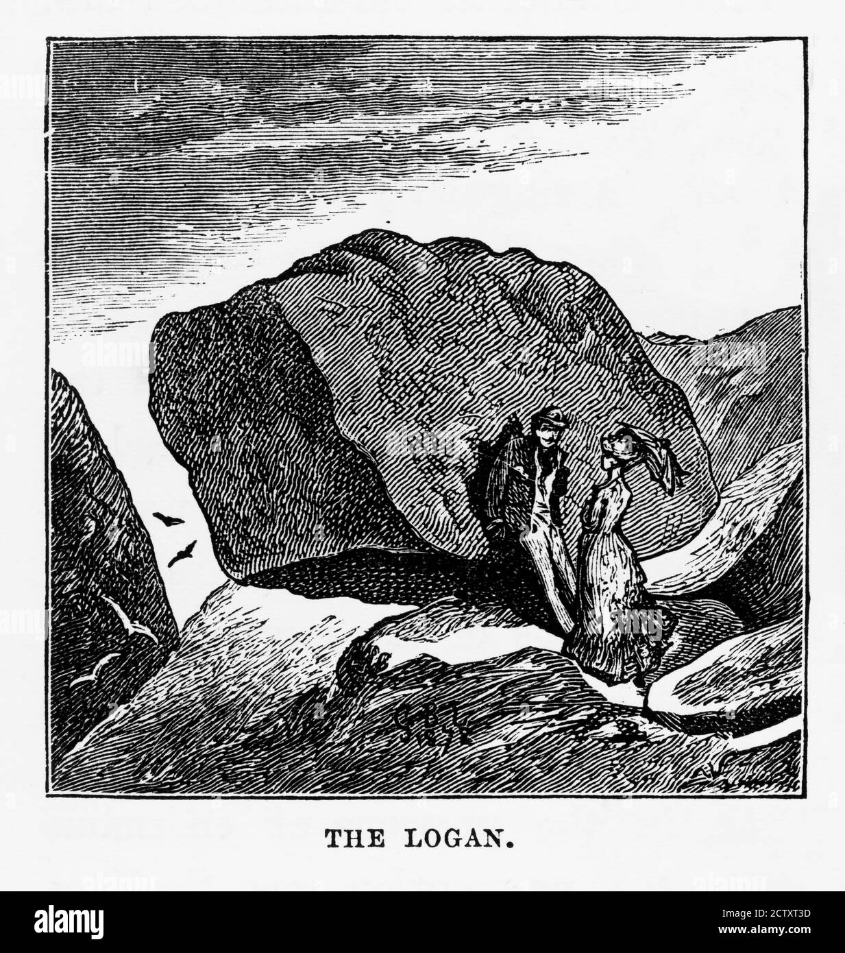 Historic Cornwall and The Logan Victorian Engraving, Circa 1840 Stock ...